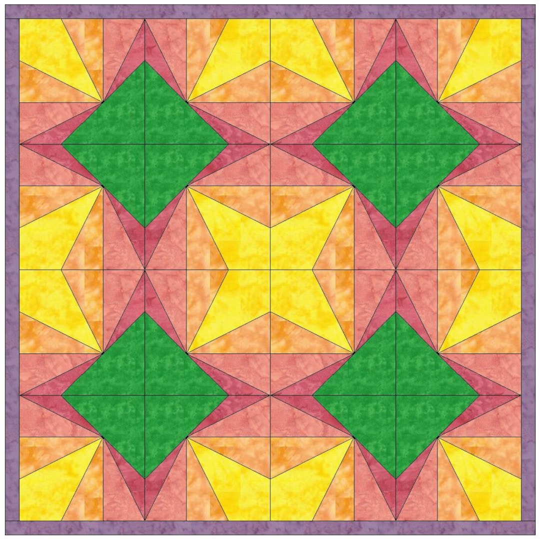 Sunrise Quilt Paper Piece Foundation Quilting Block Pattern PDF - Etsy