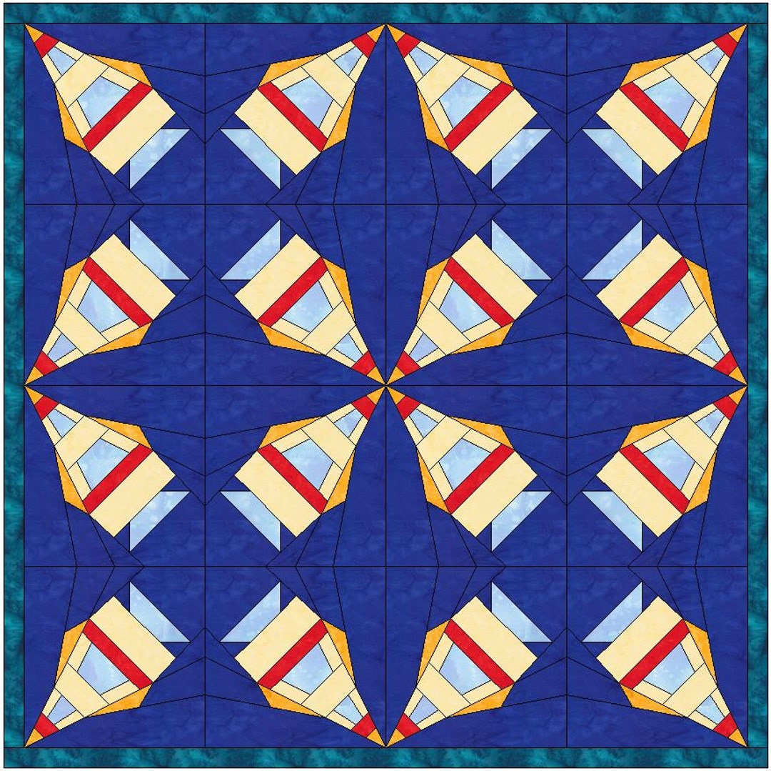 Toy Rocket Ship Quilt 10 Inch Paper Piece Foundation Quilting Block ...