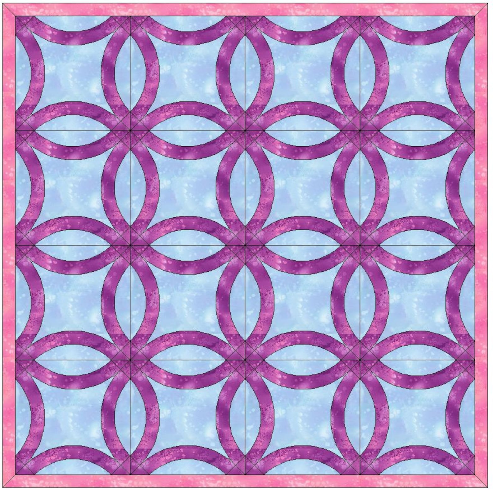 Simple Double Wedding Ring Quilt Block Template Pattern PDF - Etsy