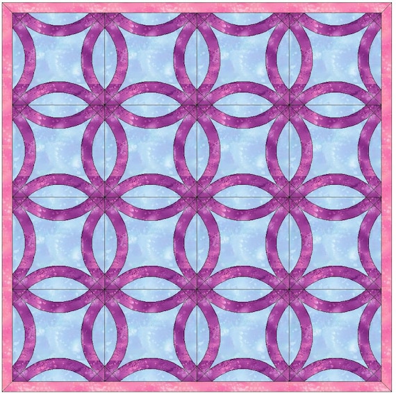 Simple Double Wedding Ring Quilt Block Template Pattern PDF | Etsy