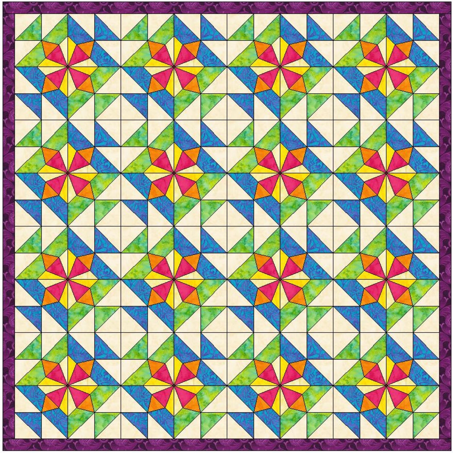 Windmill 2 Quilt 15 Inch Template Quilting Block Pattern PDF | Etsy
