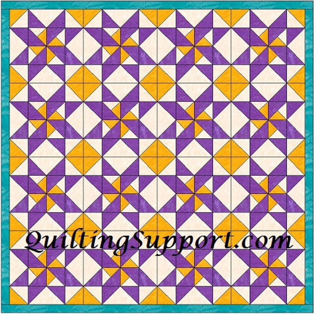 Stars and Pinwheels Quilt 10 Inch Paper Piece Foundation Quilting Block ...