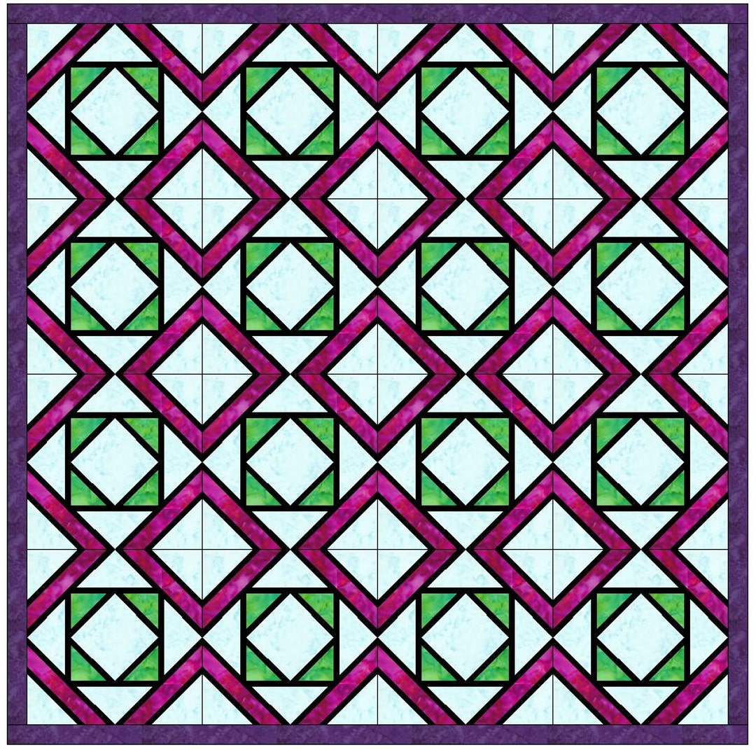 Stained Glass Diamond in a Square 6 Log Cabin Quilt Paper Piece ...