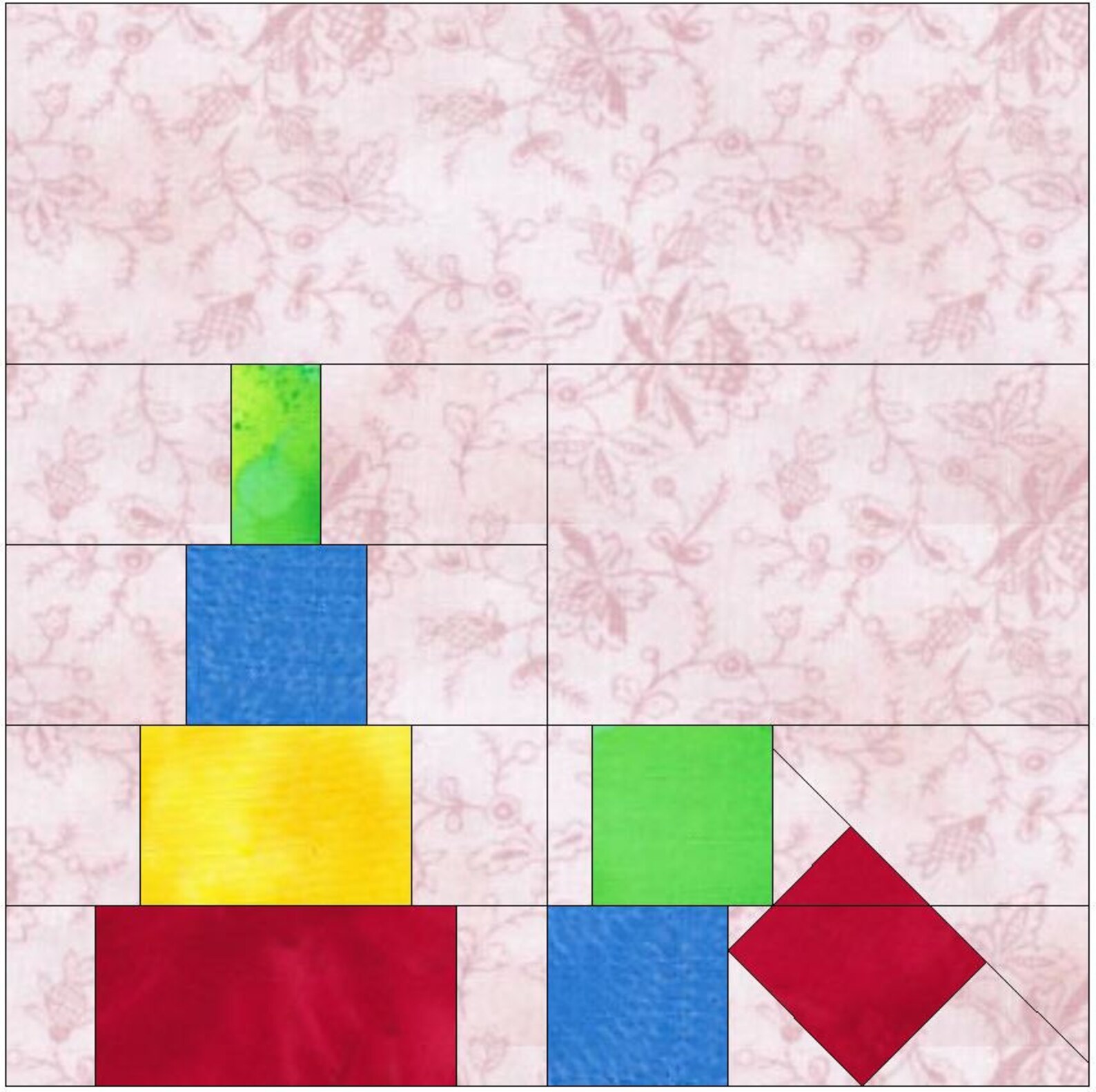 Toy Blocks Quilt 10 Inch Paper Piece Foundation Quilting Block Pattern ...