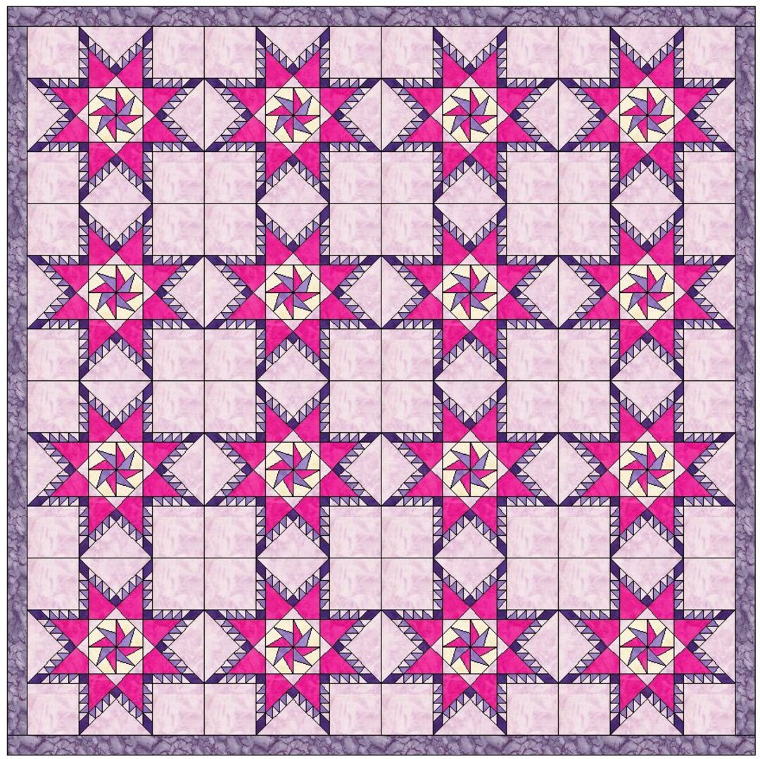 Pinwheel in a Feathered Star Template Quilting Block Pattern PDF - Etsy