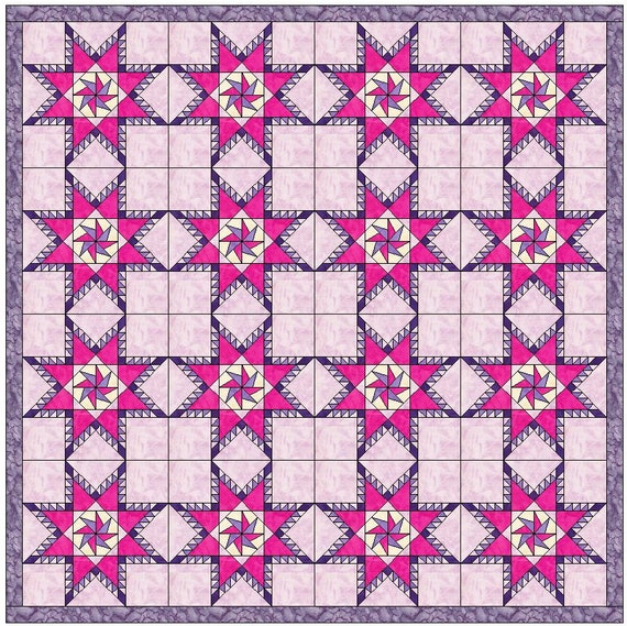 Pinwheel in a Feathered Star Template Quilting Block Pattern | Etsy