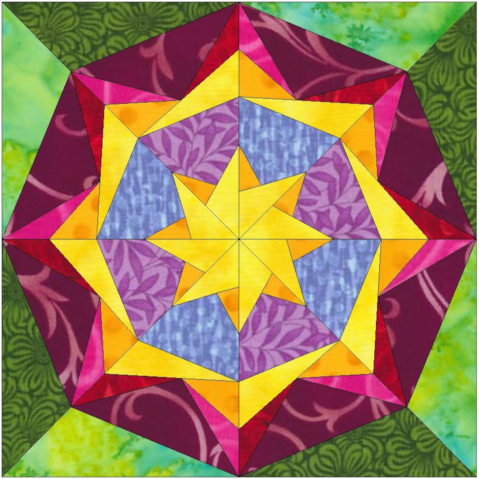 Star Flower Quilt Templates Quilting Block Pattern | Etsy