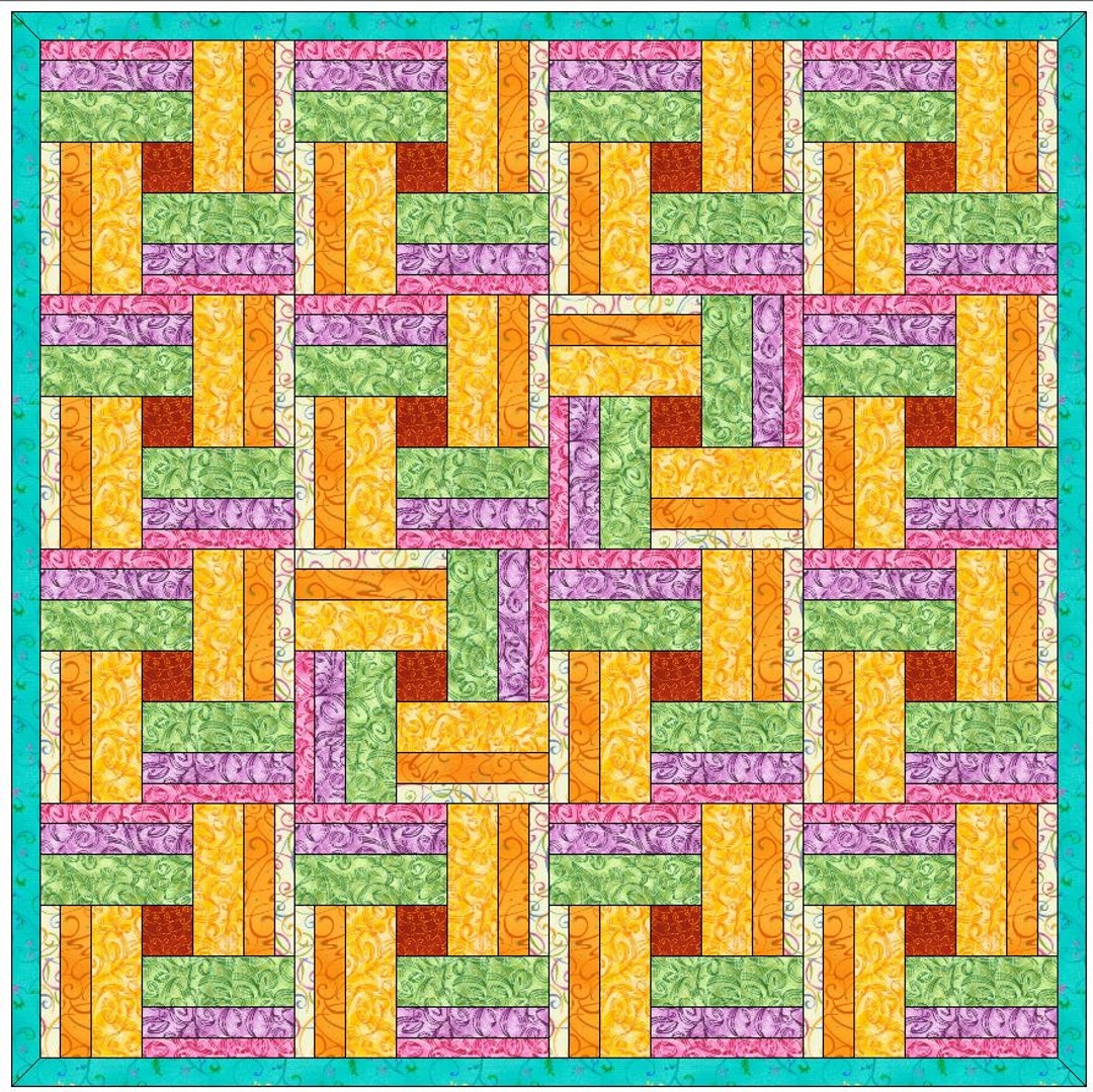 Woven Logs Quilt Log Cabin Paper Piece Foundation Quilting Block ...