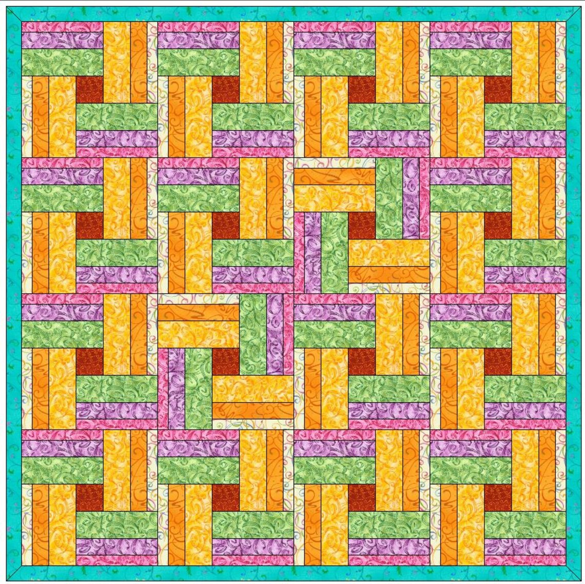 Woven Logs Quilt Log Cabin Paper Piece Foundation Quilting Block ...