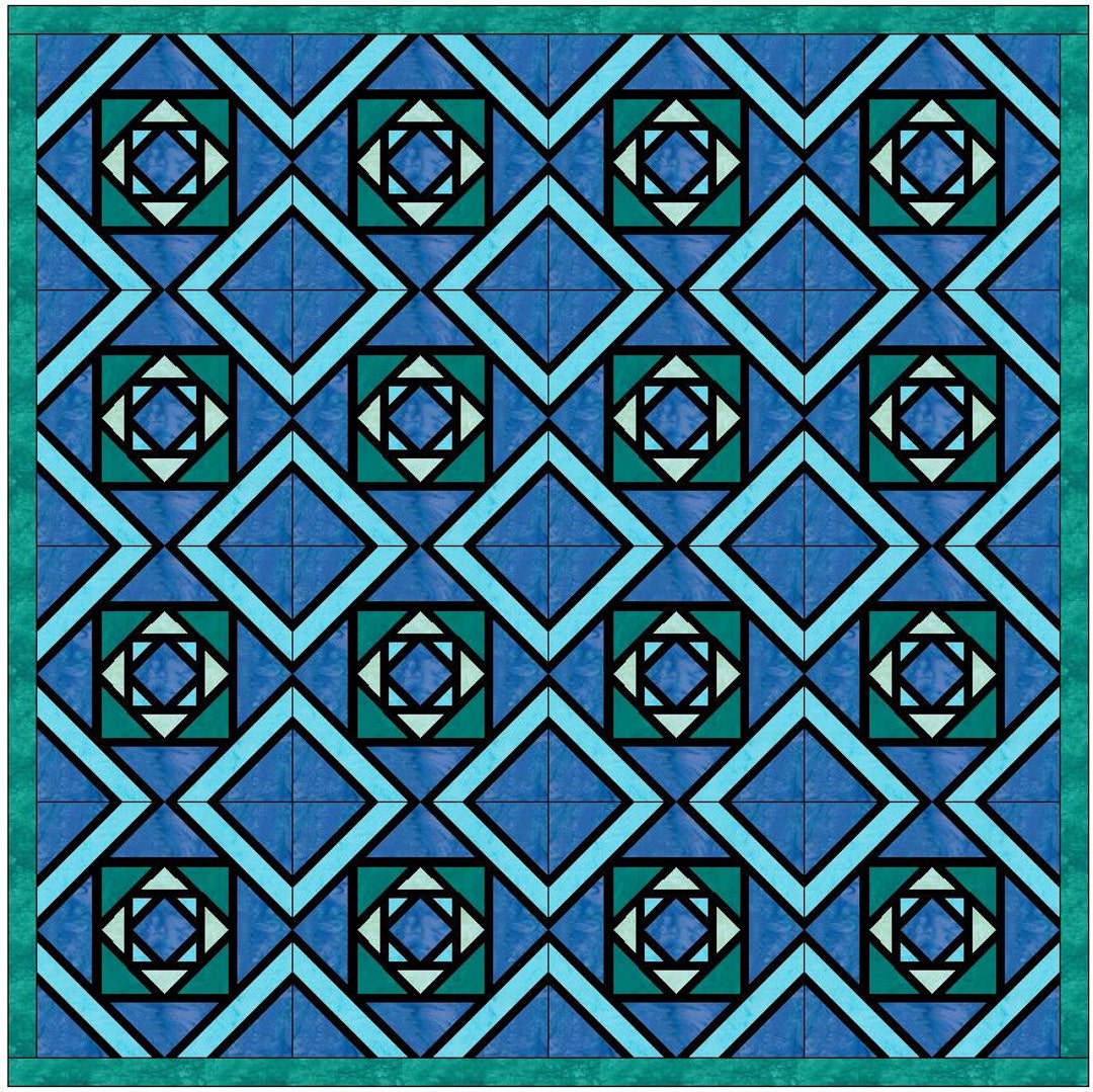 Stained Glass Diamond in a Square 7 Log Cabin Quilt Paper Piece ...