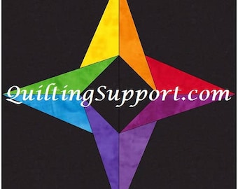 Petal Star 15 Inch Block Paper Template Quilting Block Pattern | Etsy