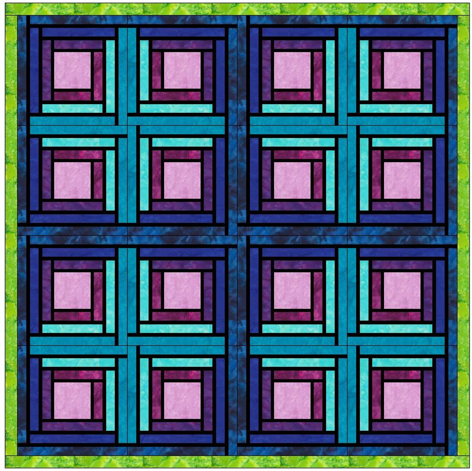 Stained Glass Log Cabin Quilt Paper Piece Foundation Quilting - Etsy