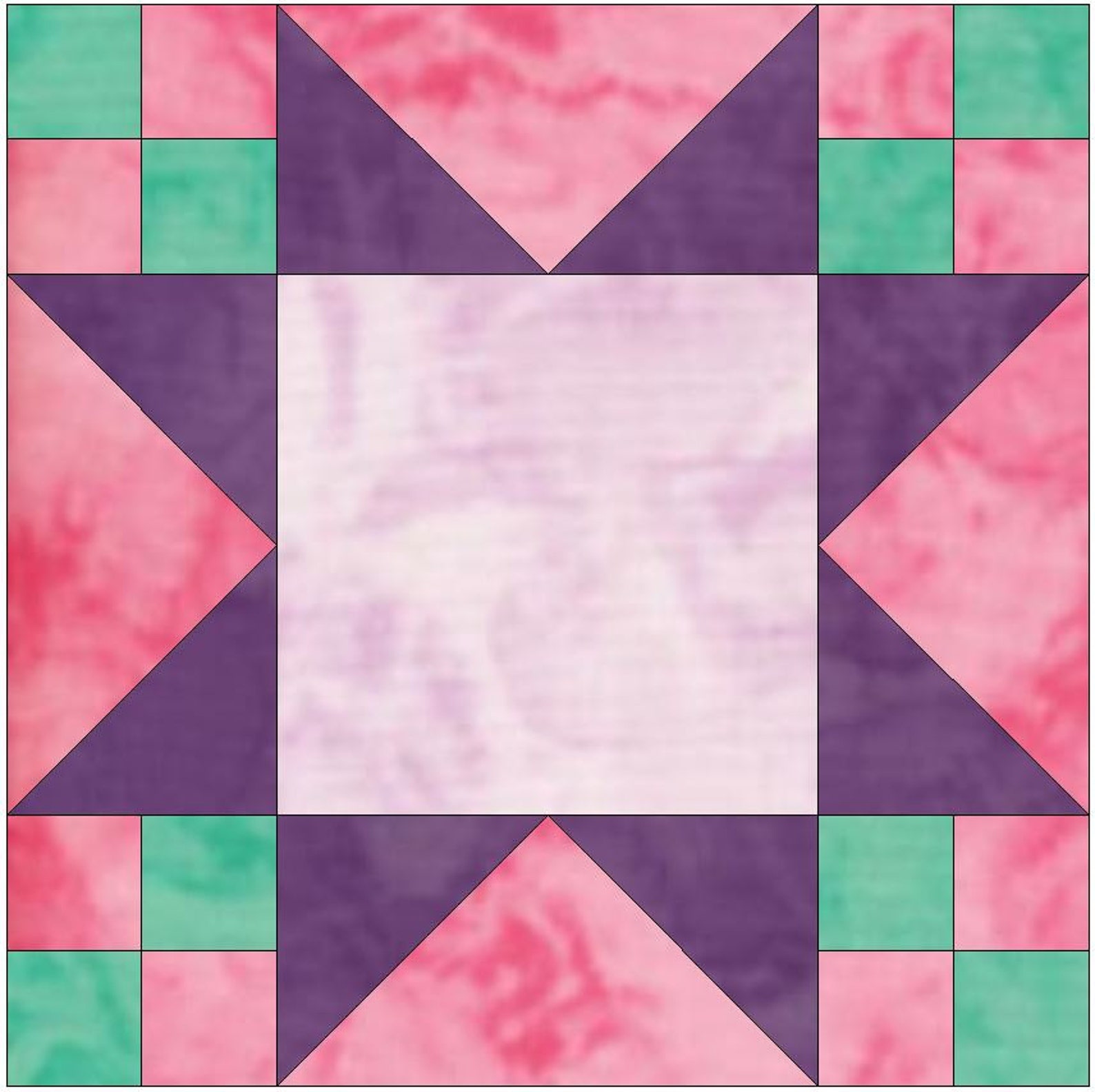 Frayed Sawtooth Frame Patch Quilt Template Quilting Block | Etsy