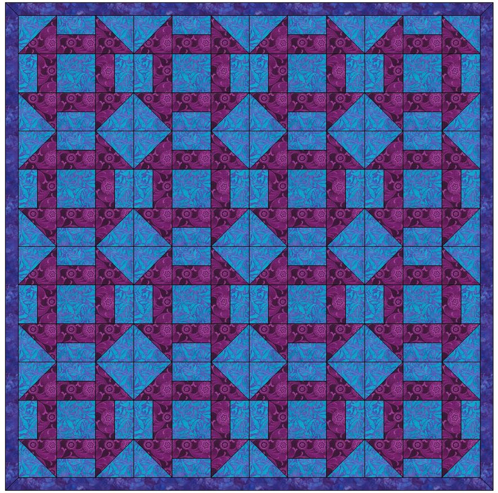 Double Monkey Wrench Chain Quilt Templates Quilting Block Pattern PDF ...