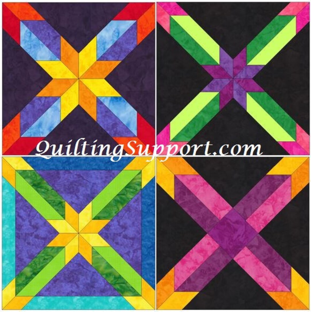 Hunter Star Quilt Set 1 - 10 Inch Paper Foundation Piecing Quilting 4 ...