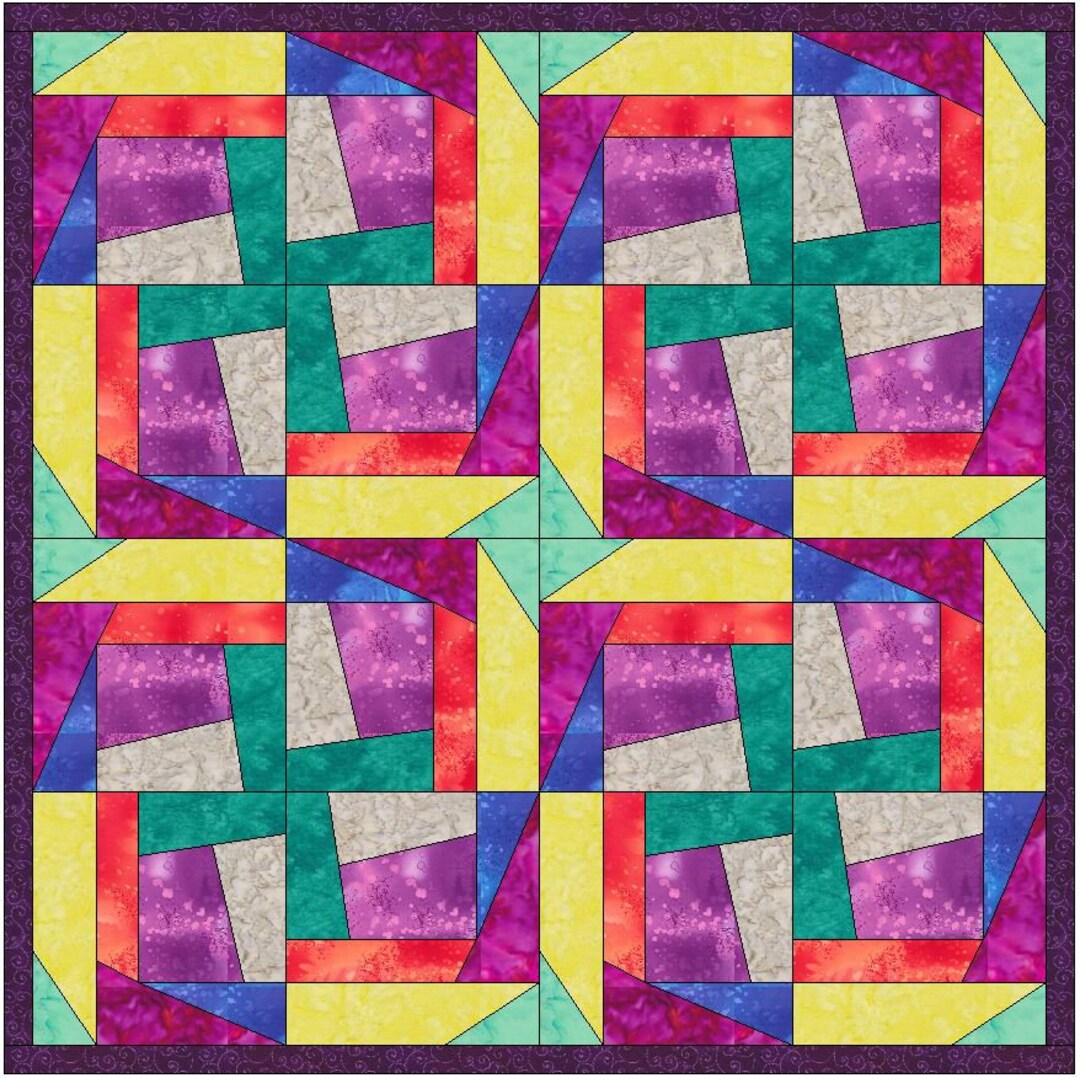 Crazy Block Patch 3 Quilt Paper Piece Foundation 10 Inch Block Pattern ...