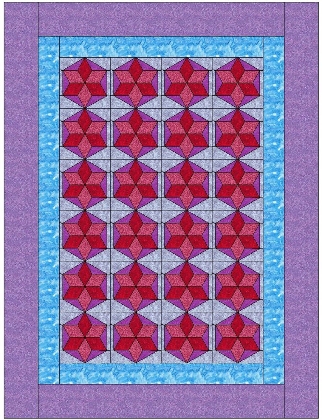 Six Pointed Star Hexagonal Quilt Template Quilting Block Pattern PDF - Etsy