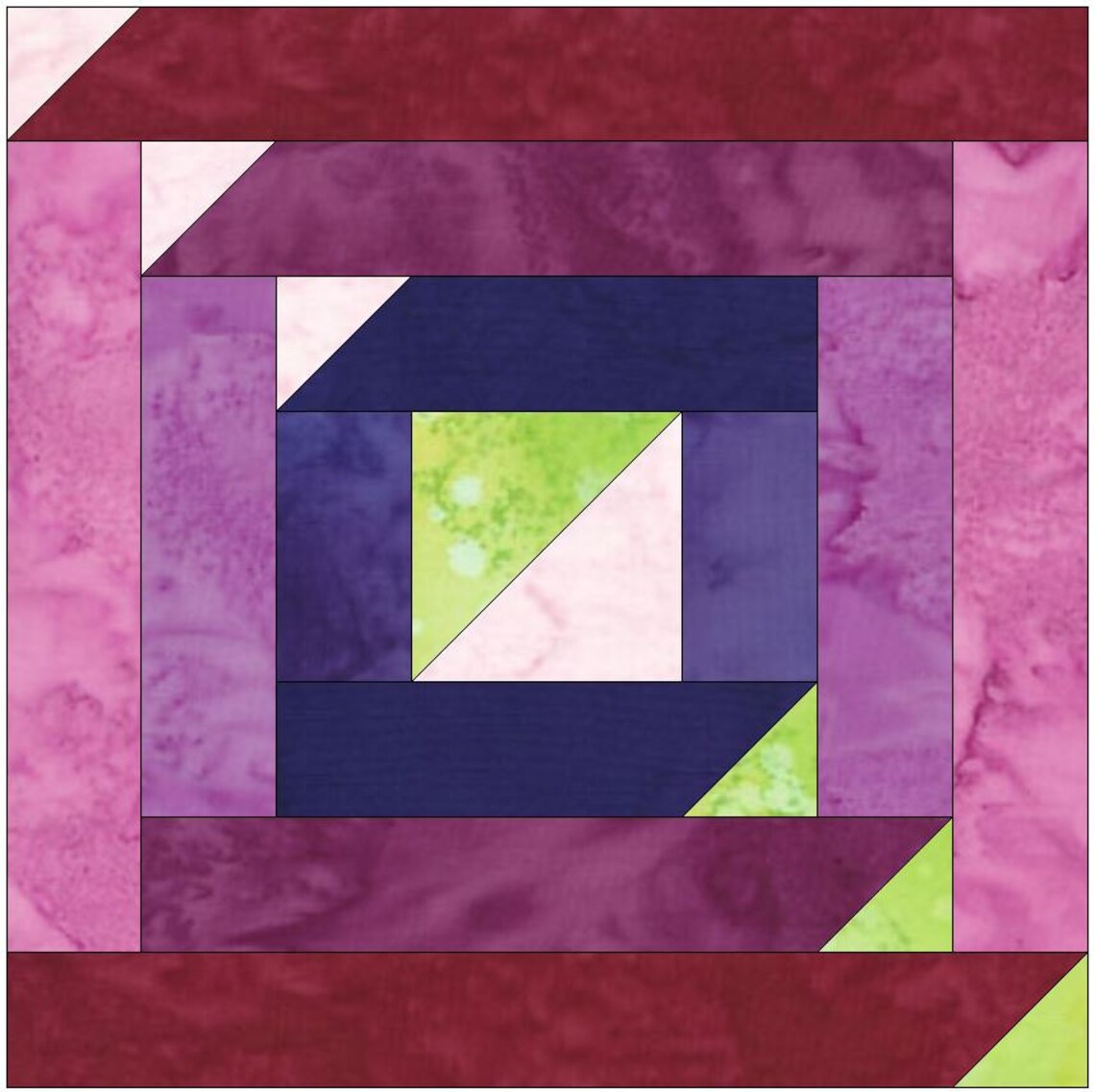 Marching Triangles Log Cabin Quilt Paper Piece Foundation - Etsy