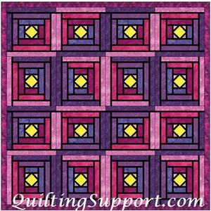 Stained Glass Log Cabin Quilt 5 Paper Piece Foundation Quilting Block ...