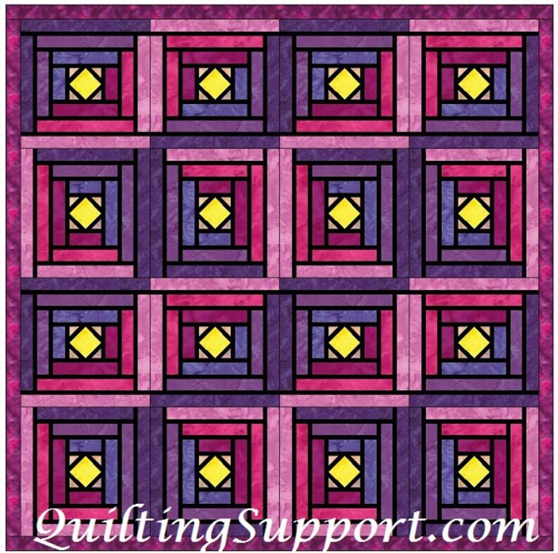 Stained Glass Log Cabin Quilt 5 Paper Piece Foundation - Etsy