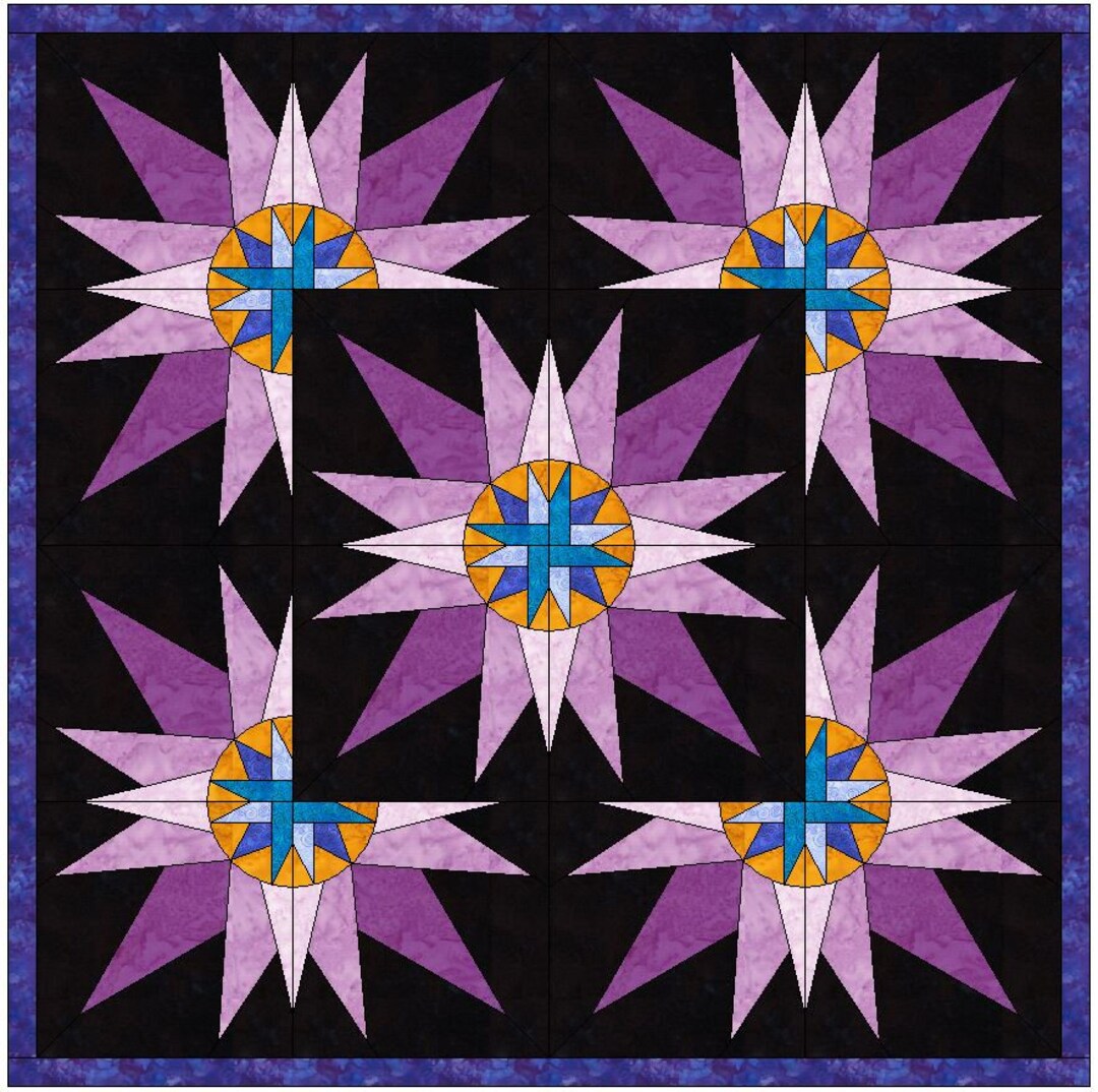 HC Quarter Star Quilt 10 Inch Paper Piece Foundation Quilting Block ...
