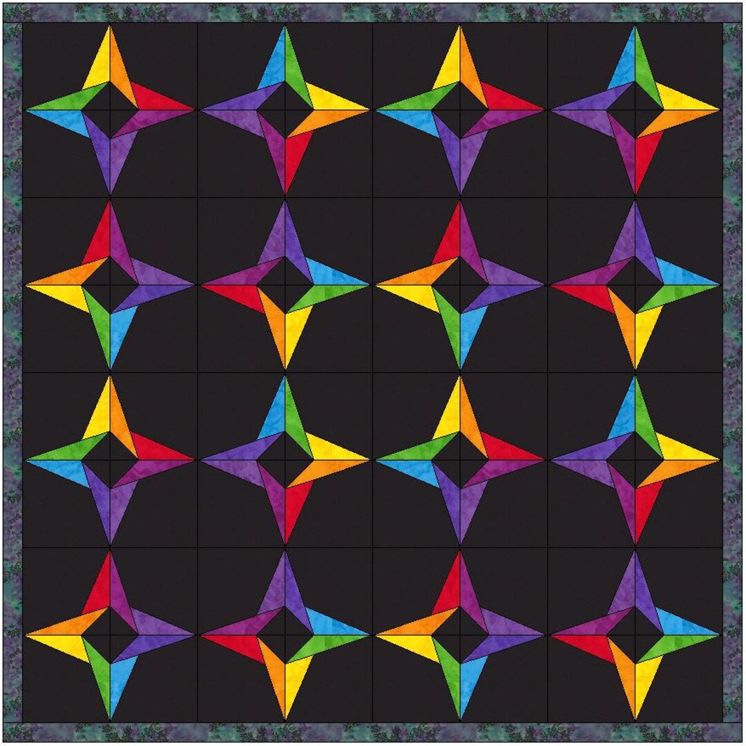Rainbow Star Quilt Block Pattern: 10 Inch Paper Piece (PDF Pattern) - Etsy
