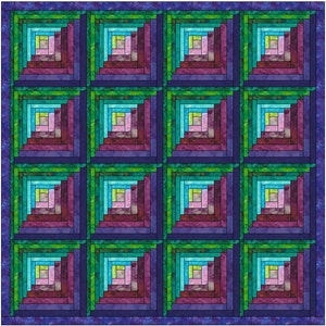 Off Center Log Cabin 9 Quilt Paper Piece Foundation Quilting Block ...