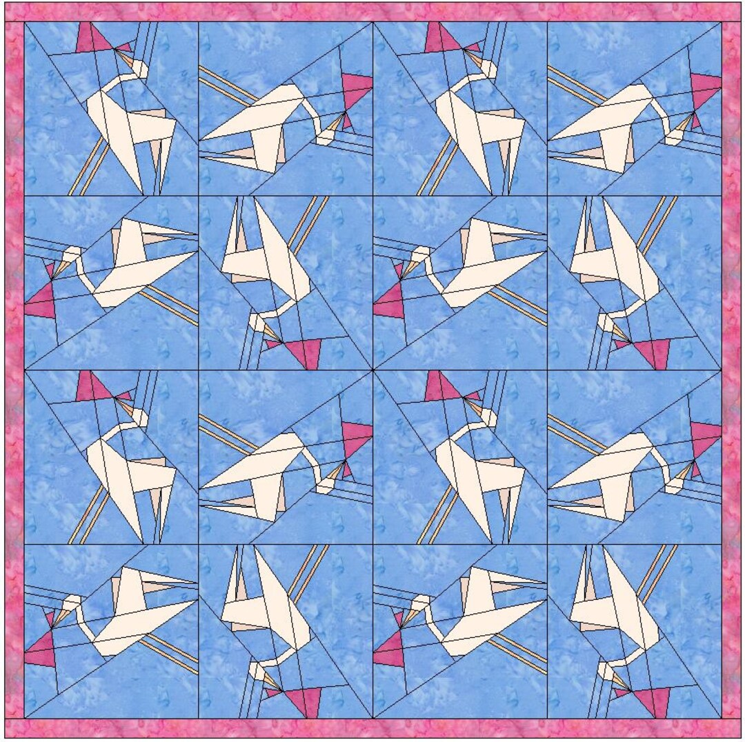 Stork and Bundle of Joy Quilt 10 Inch Paper Foundation Quilting Block ...