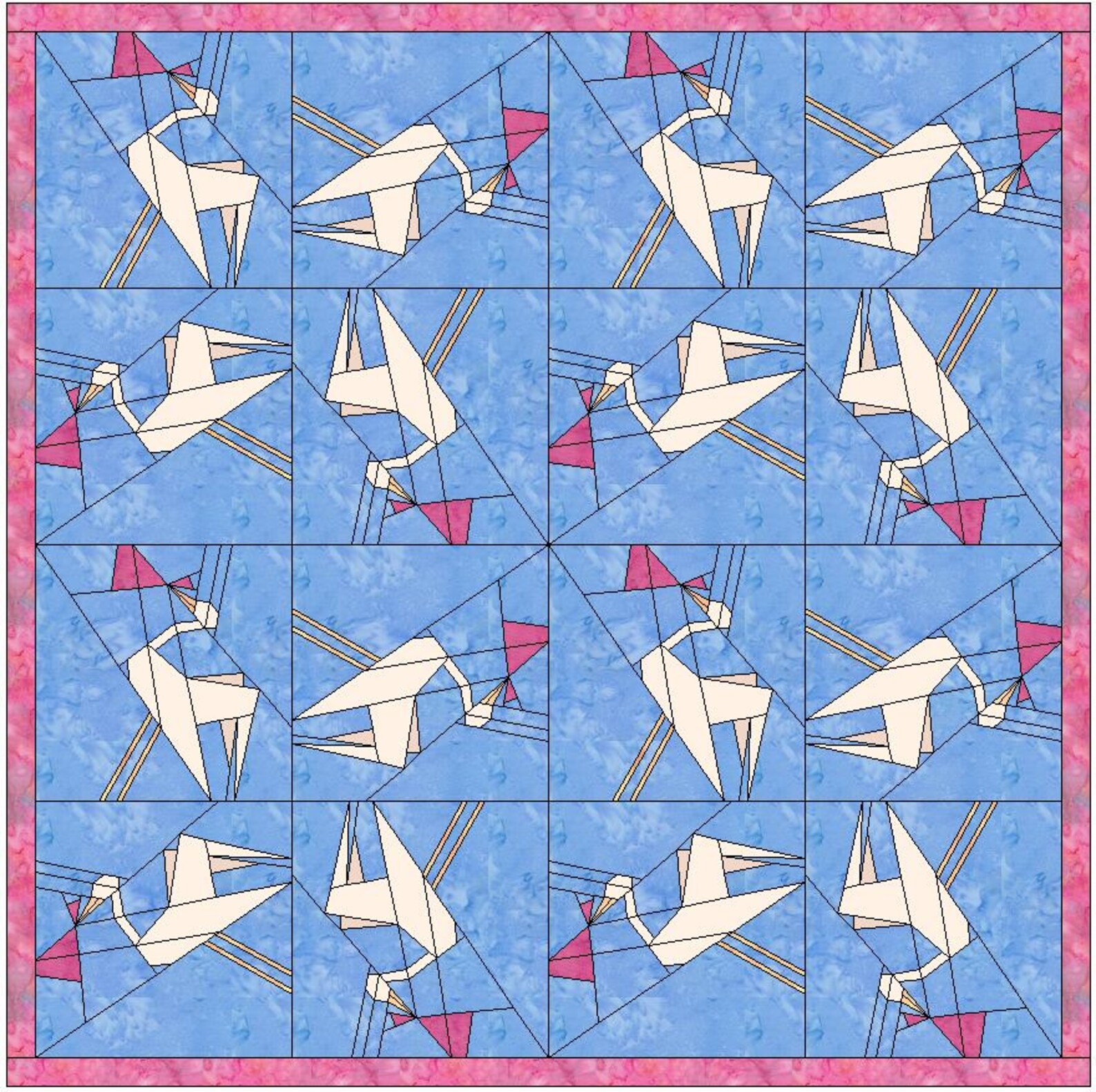 Stork and Bundle of Joy Quilt 10 Inch Paper Foundation Quilting Block ...