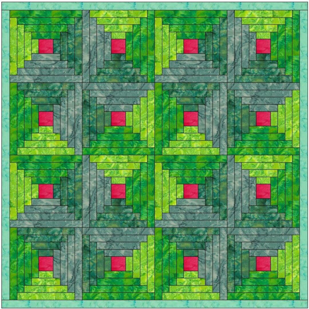 Log Cabin Variation Quilt Paper Piece Foundation Quilting Block Pattern ...