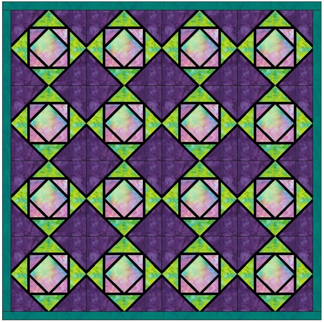 Stained Glass Diamond in a Square Log Cabin Quilt Paper Piece ...