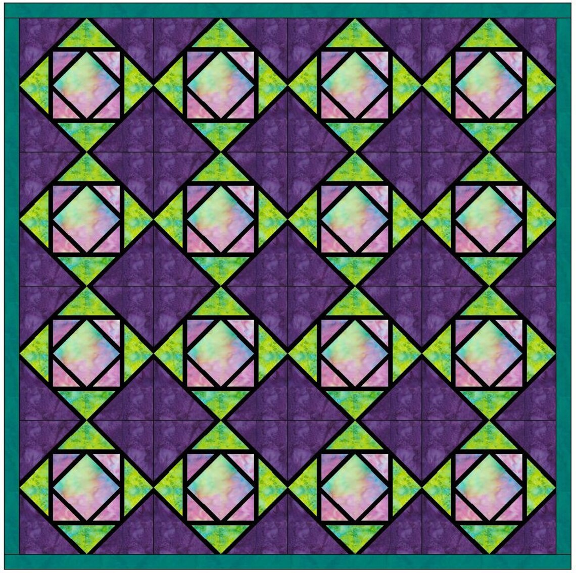 Stained Glass Diamond in a Square Log Cabin Quilt Paper Piece - Etsy