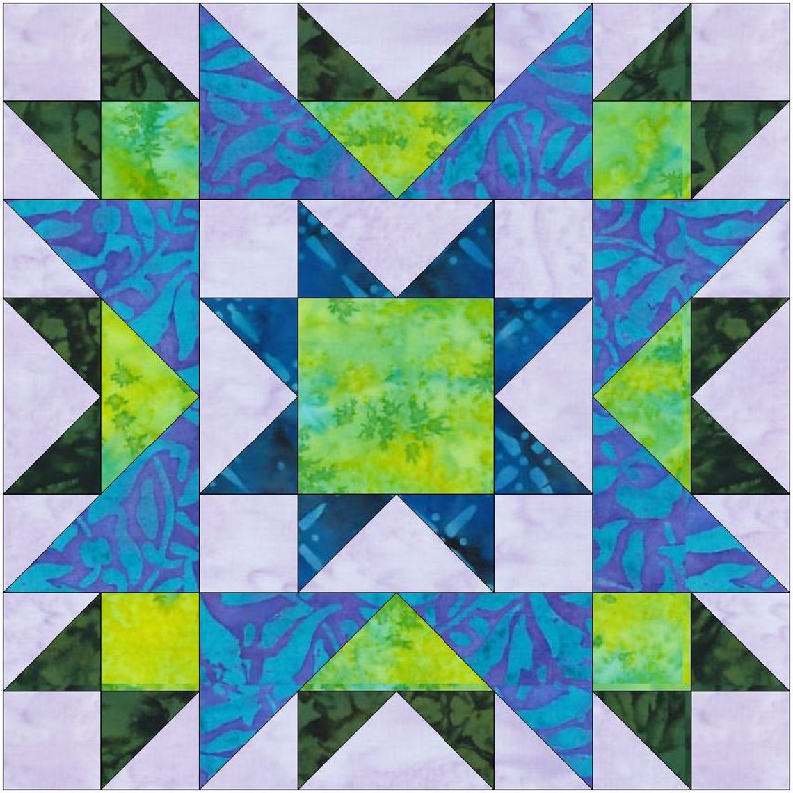Odd Fellows Chain Star Quilt 15 Inch Block Template Quilting Block ...