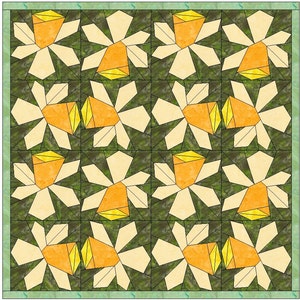 Daffodil Quilt Paper Piece Foundation Quilting Block Pattern PDF - Etsy