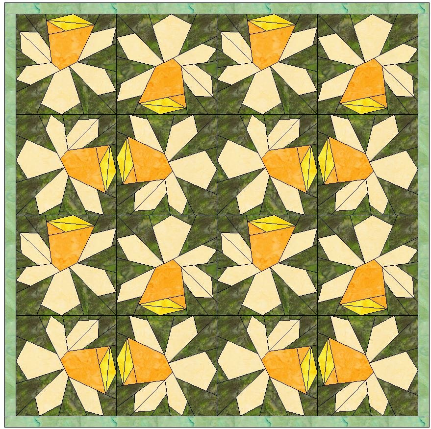 Daffodil Quilt Paper Piece Foundation Quilting Block Pattern - Etsy