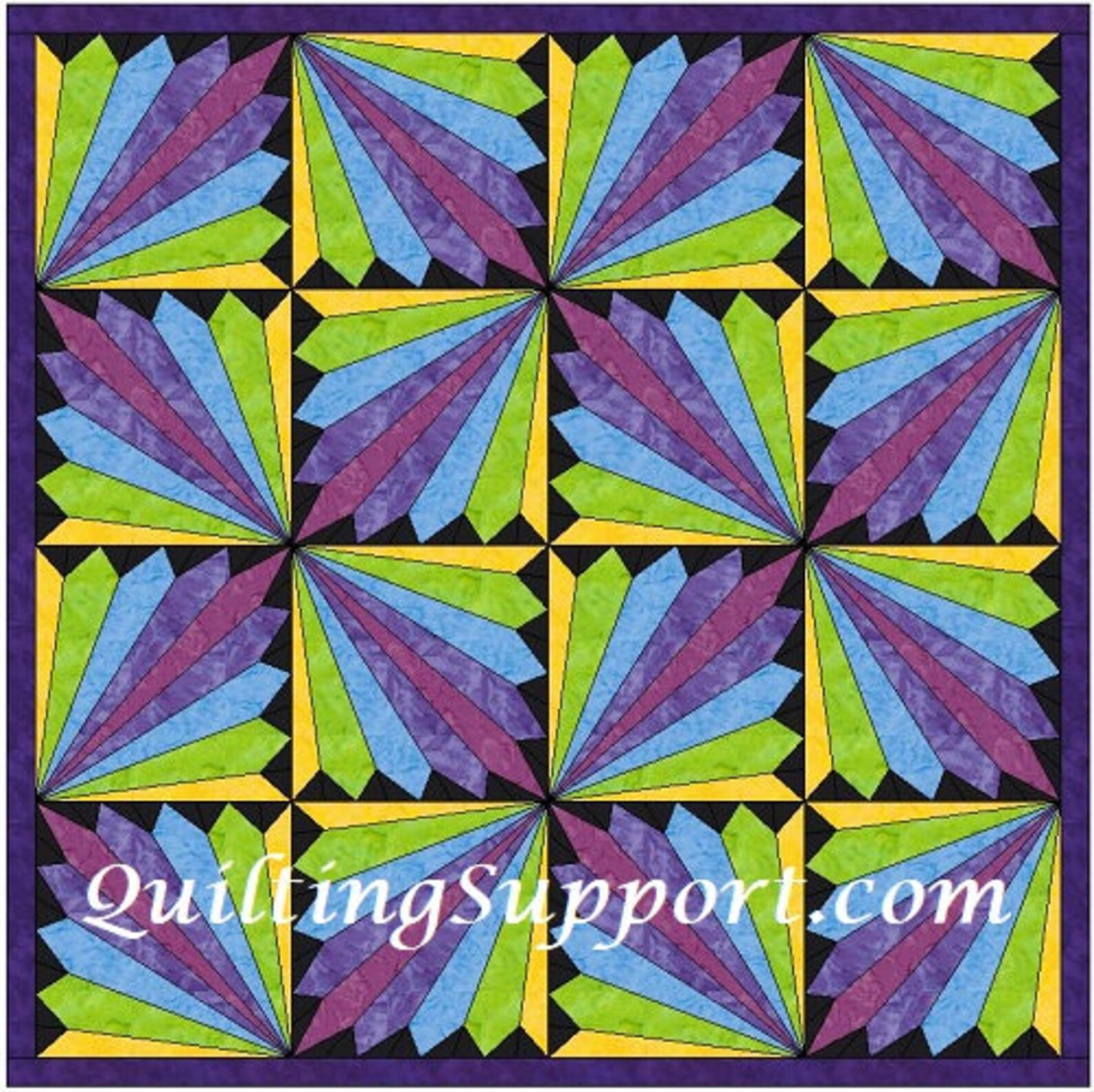 HC Rainbow Fan 15 Inch Block Paper Template Quilting Block Pattern PDF ...