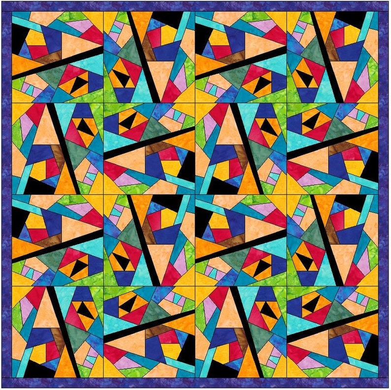Complex Crazy Patch 17 Quilt Paper Piece Foundation Block | Etsy