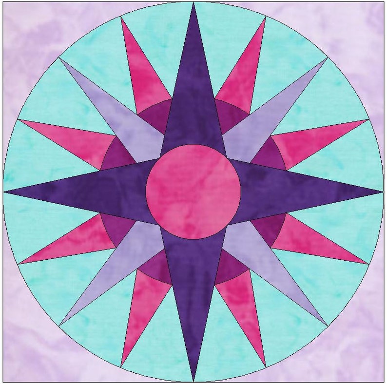 Compass Star Quilt Block Patterns: 15 Inch Paper Piece Set (PDF) - Etsy