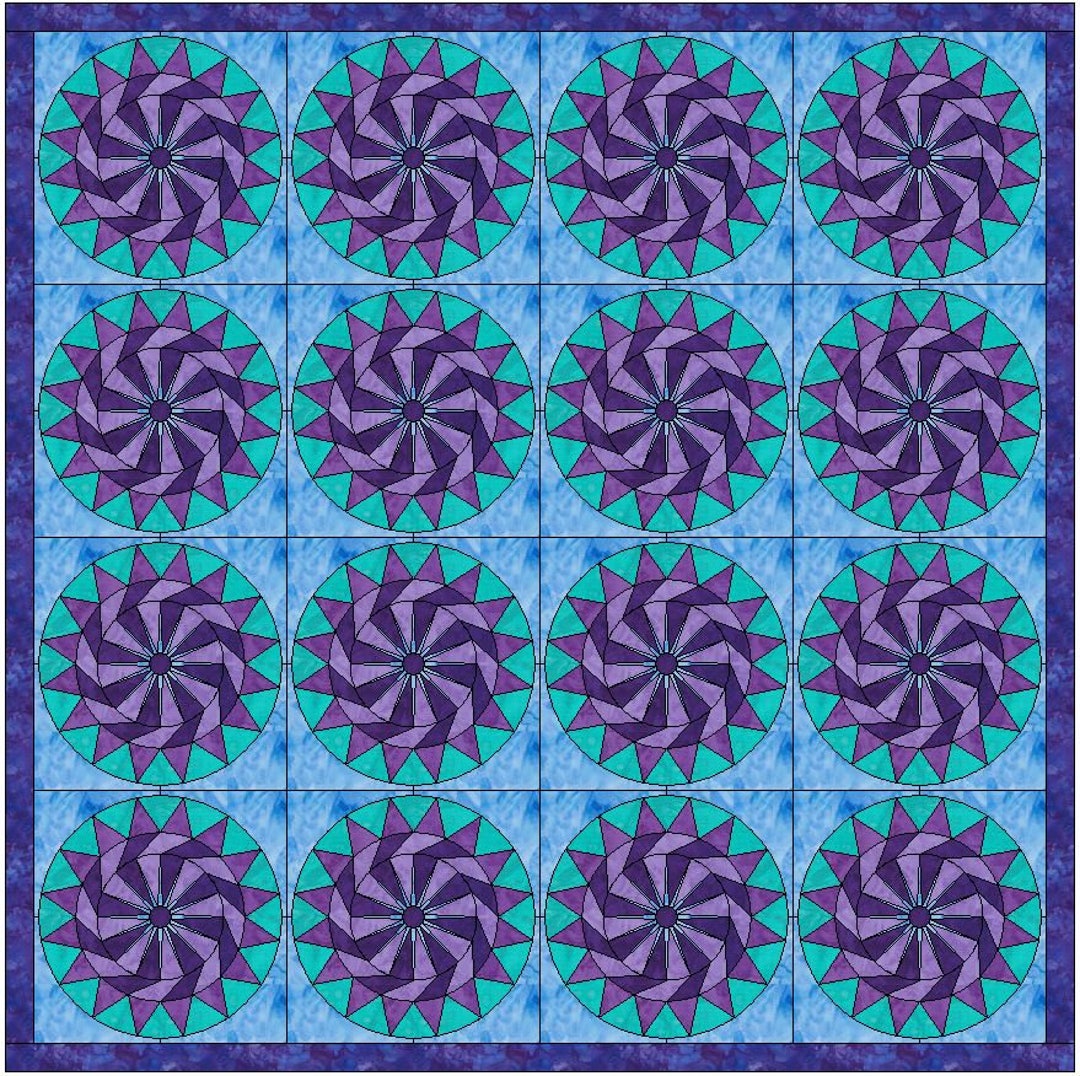 Blueberry Pie Circle Quilt 15 Inch Block Template Quilting Block ...