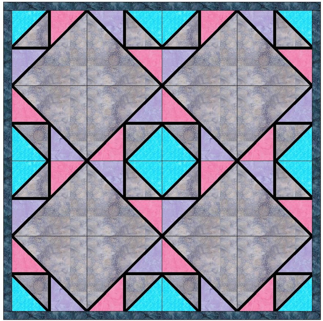 Quarter Diamond in a Square Stained Glass Quilt Paper Piece Foundation ...
