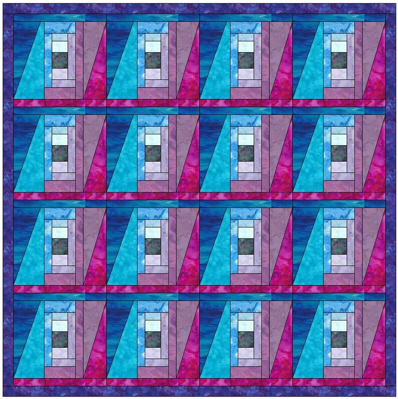 Crazy Log Cabin Quilt Paper Piece Foundation Quilting Block Pattern PDF ...