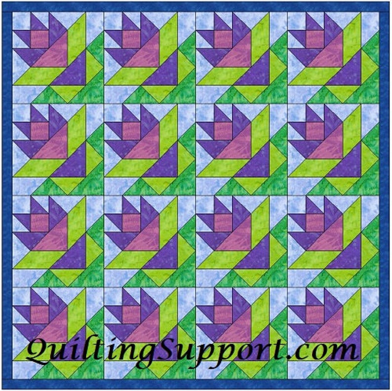 Spring Bloom Quilt 10 Inch Block Paper Piecing Foundation Quilting ...