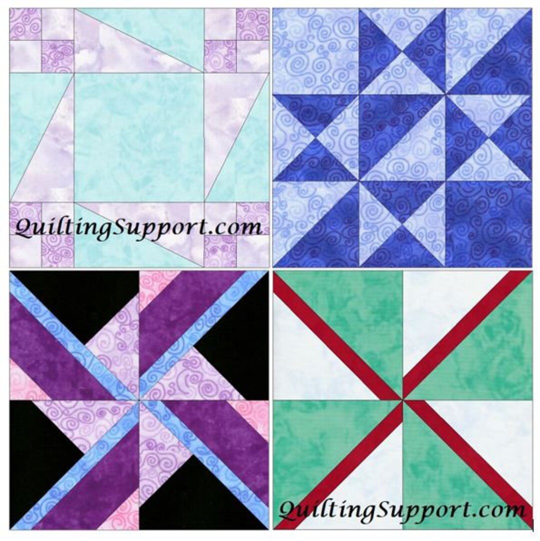 Spinning Quilt Set 1 - 15 Inch Block Set of 4 Template Quilting Block ...