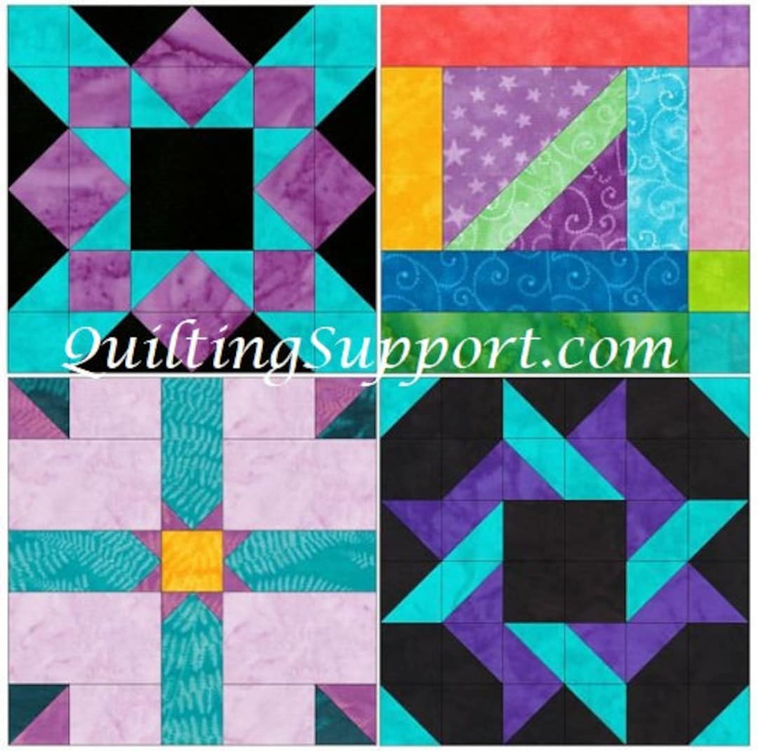 HC Geometric Quilt Block Set of 4 - 15 Inch Template Quilting Block ...