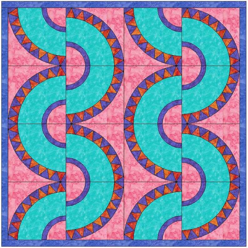 Sawtooth Fan Quilt Templates Quilting Block Pattern PDF | Etsy