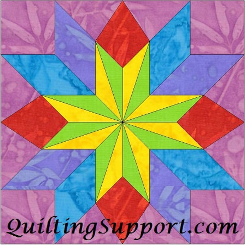 Star Quilt Block Set of 4 15 Inch Paper Piece Template - Etsy