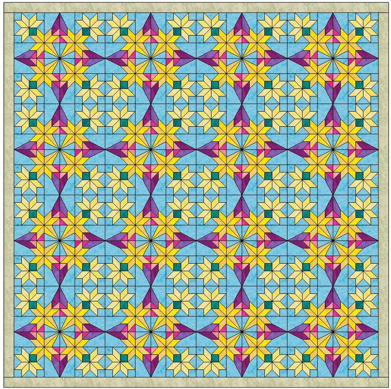 Firework Chain Quilt Easy Block Templates Quilting Block - Etsy