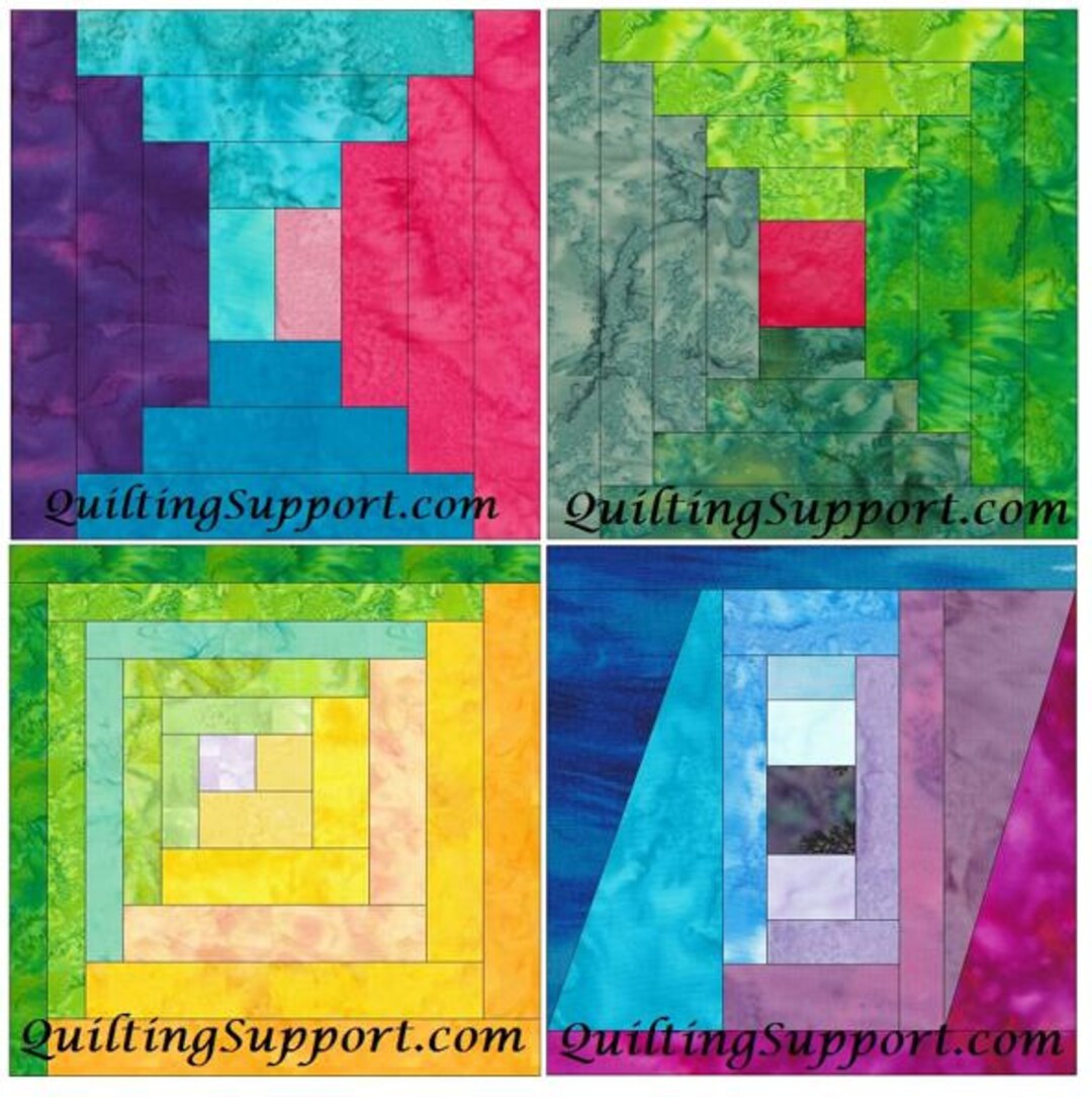 Log Cabin Quilt Set 3 Paper Foundation Piecing Quilting 4 Block ...