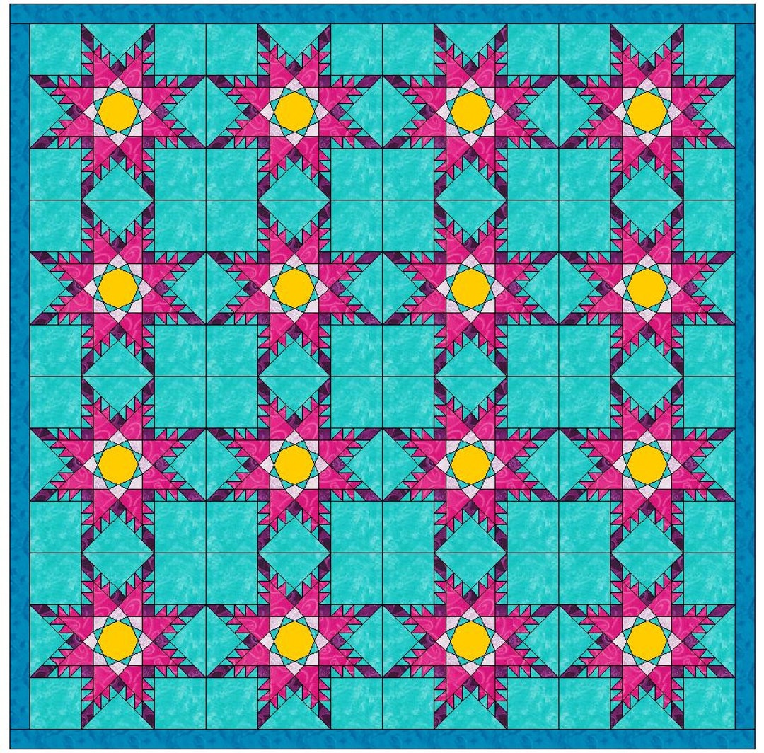 Rolling Feathered Star Quilt Template Quilting Block Pattern PDF - Etsy