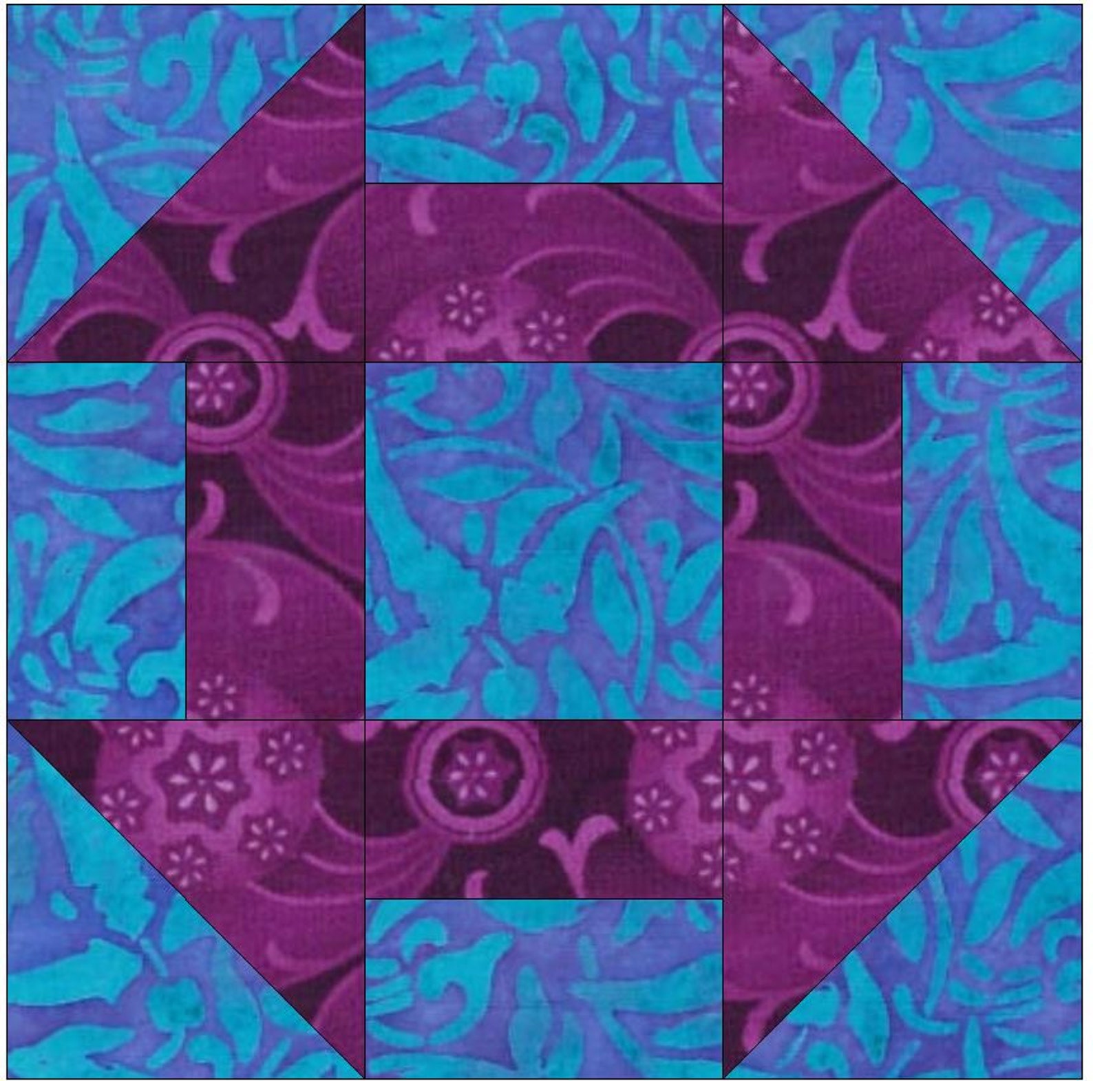 Double Monkey Wrench Chain Quilt Templates Quilting Block Pattern PDF ...